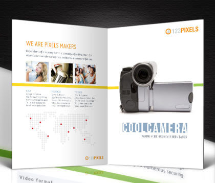 123Pixels Camera: Free InDesign Flyer Template for Electronics