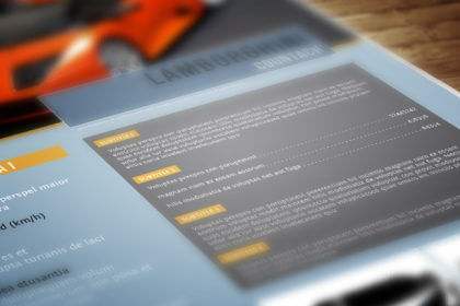 Vehicle DataSheet InDesign template. Download, make your own flyer.