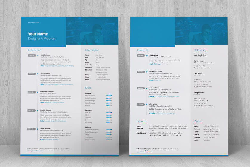 A4 Creative InDesign Resume - Download 2 Pages