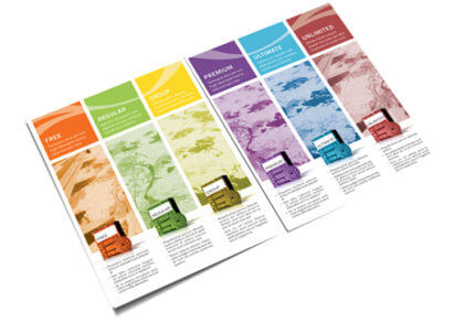 Software Product Catalogue. Tri-Fold Template with Products and Prices.