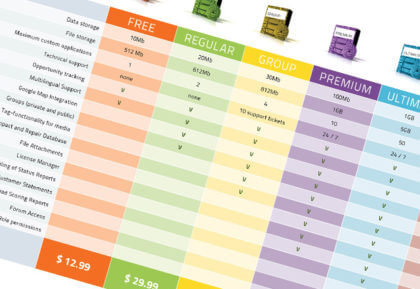 Software Product Catalogue. Tri-Fold Template with Products and Prices.