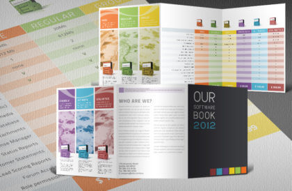 Software Product Catalogue. Tri-Fold Template with Products and Prices.