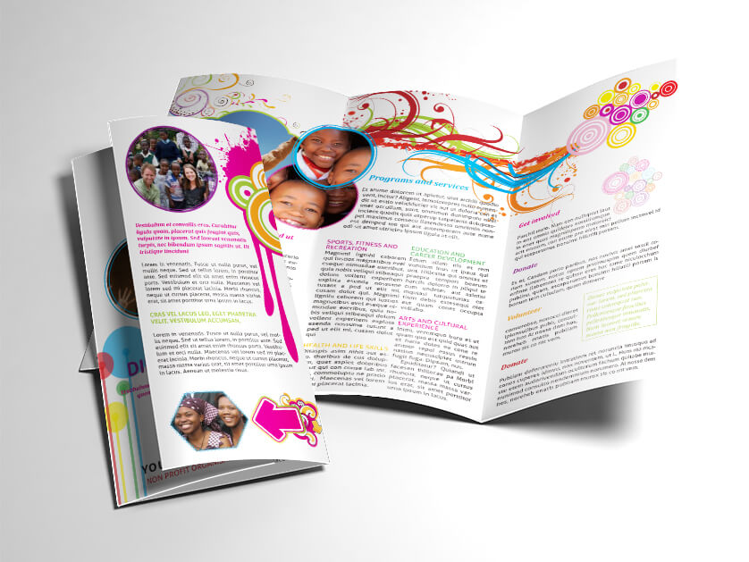 Colorful Non-Profit Brochure. Download, make your own Tri-fold brochure.