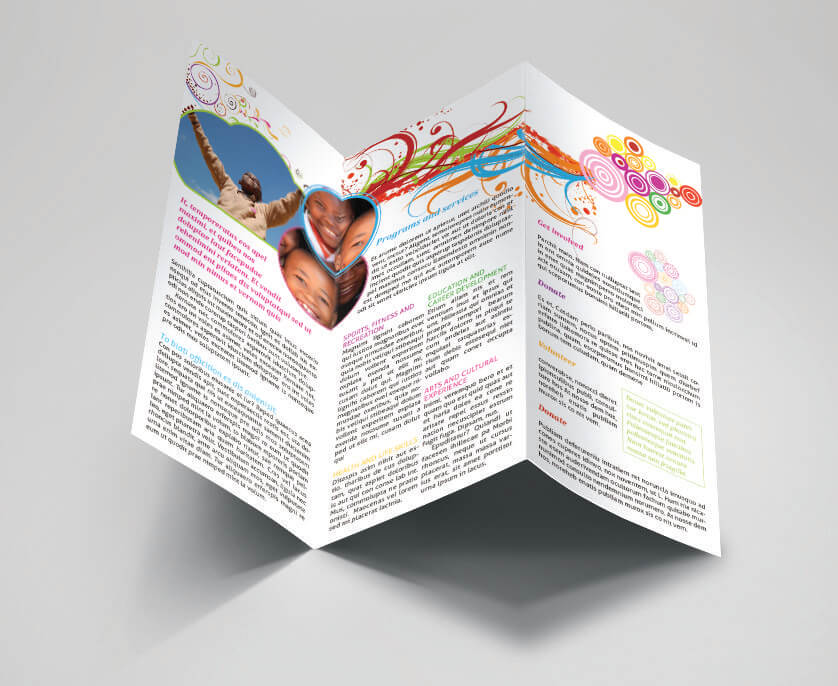 Colorful Non-Profit Brochure. Download, make your own Tri-fold brochure.