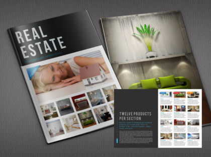 Real Estate Catalogue. Download 16 pages with multiple product layouts.