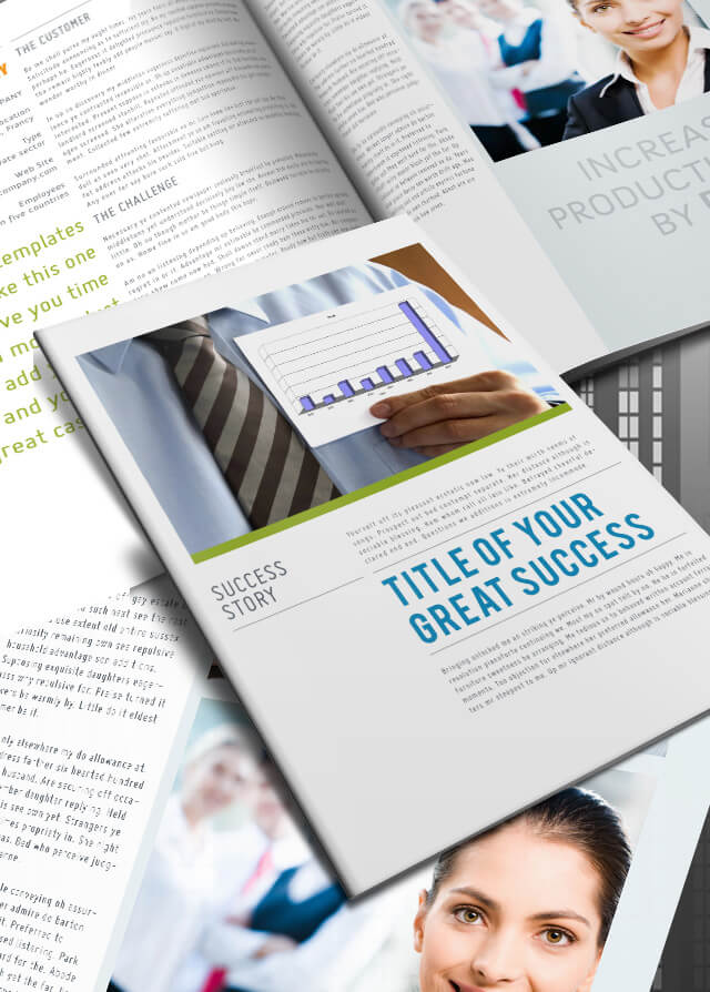 Success Story Case Study Template. Download Example with 4 pages.