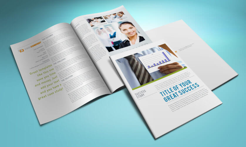 Success Story Case Study Template. Download Example with 4 pages.